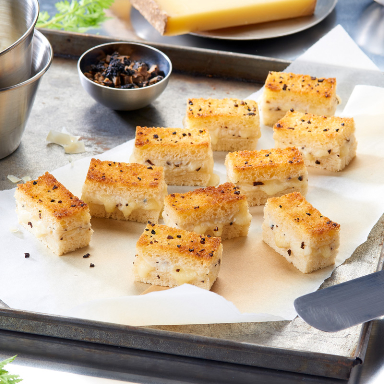 Mini croque-monsieur fingers with Comté PDO* cheese and white summer ...